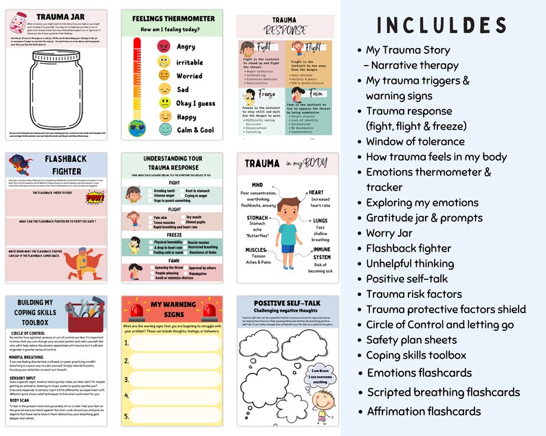 Trauma Bundle, Trauma Workbook Adult, Trauma Workbook for Kids, Trauma ...