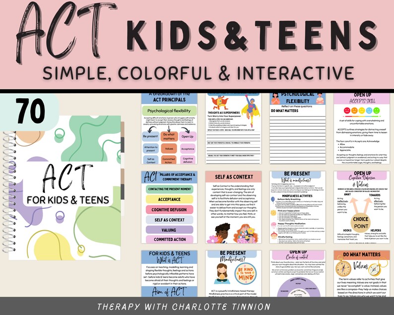 ACT Bundle, Acceptance and Commitment Therapy, Act Worksheets, Act for ...
