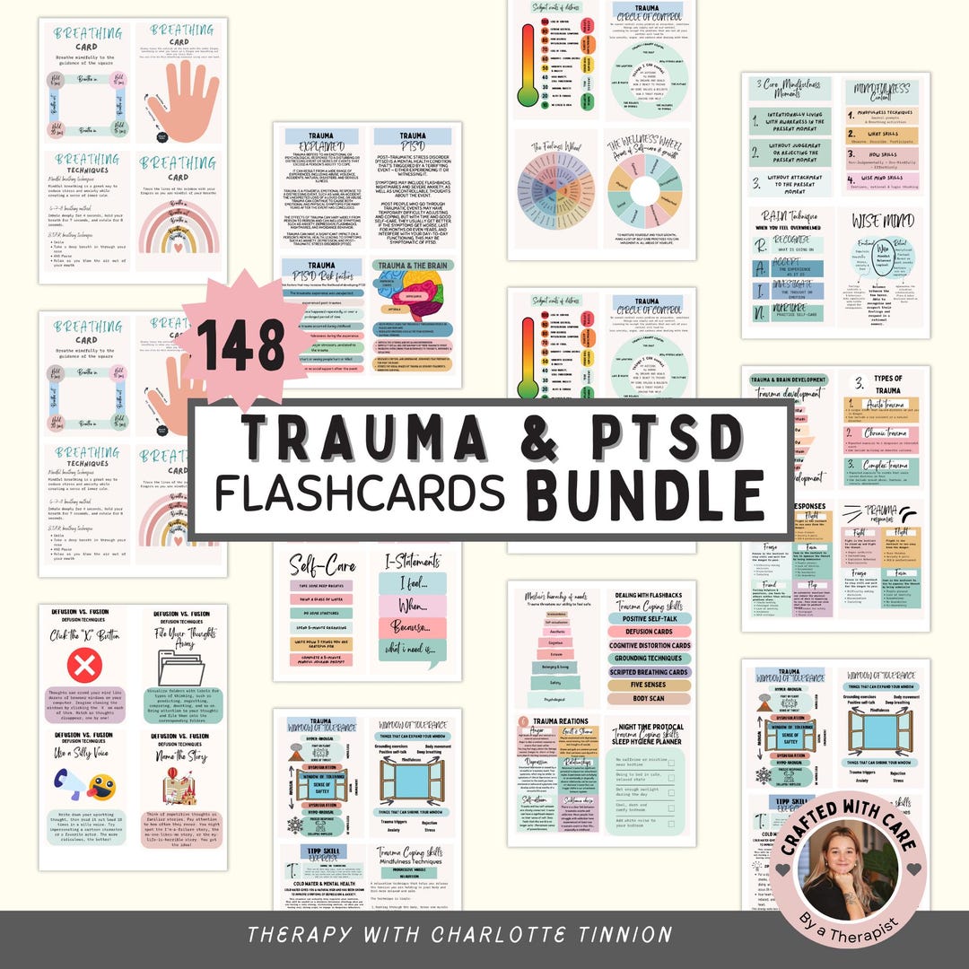 Trauma Therapy Flashcards, PTSD Coping Skills Cards, Anxiety Relief ...
