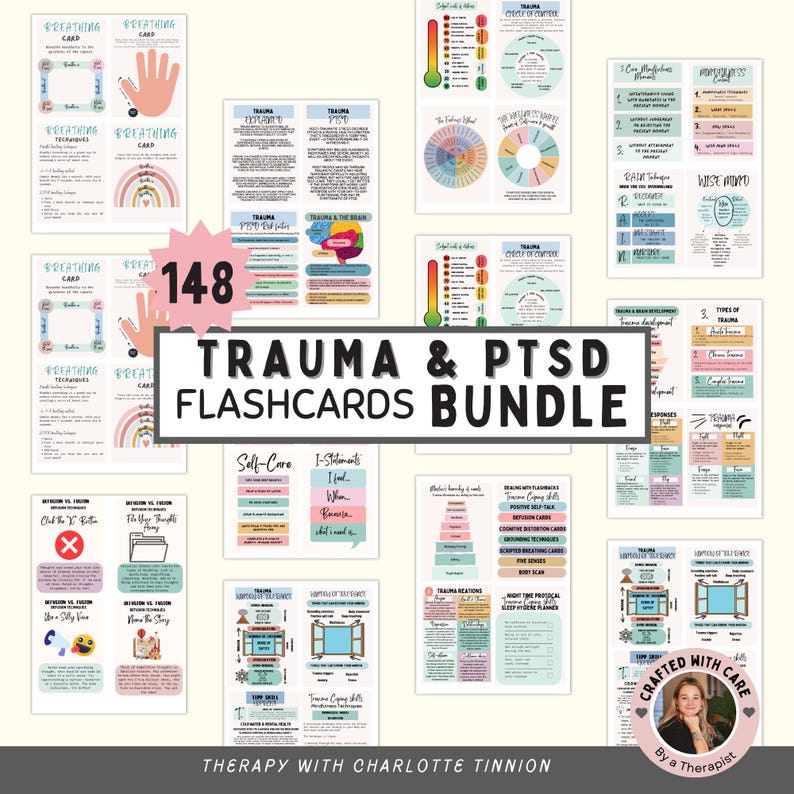 Trauma Therapy Flashcards, PTSD Coping Skills Cards, Anxiety Relief ...
