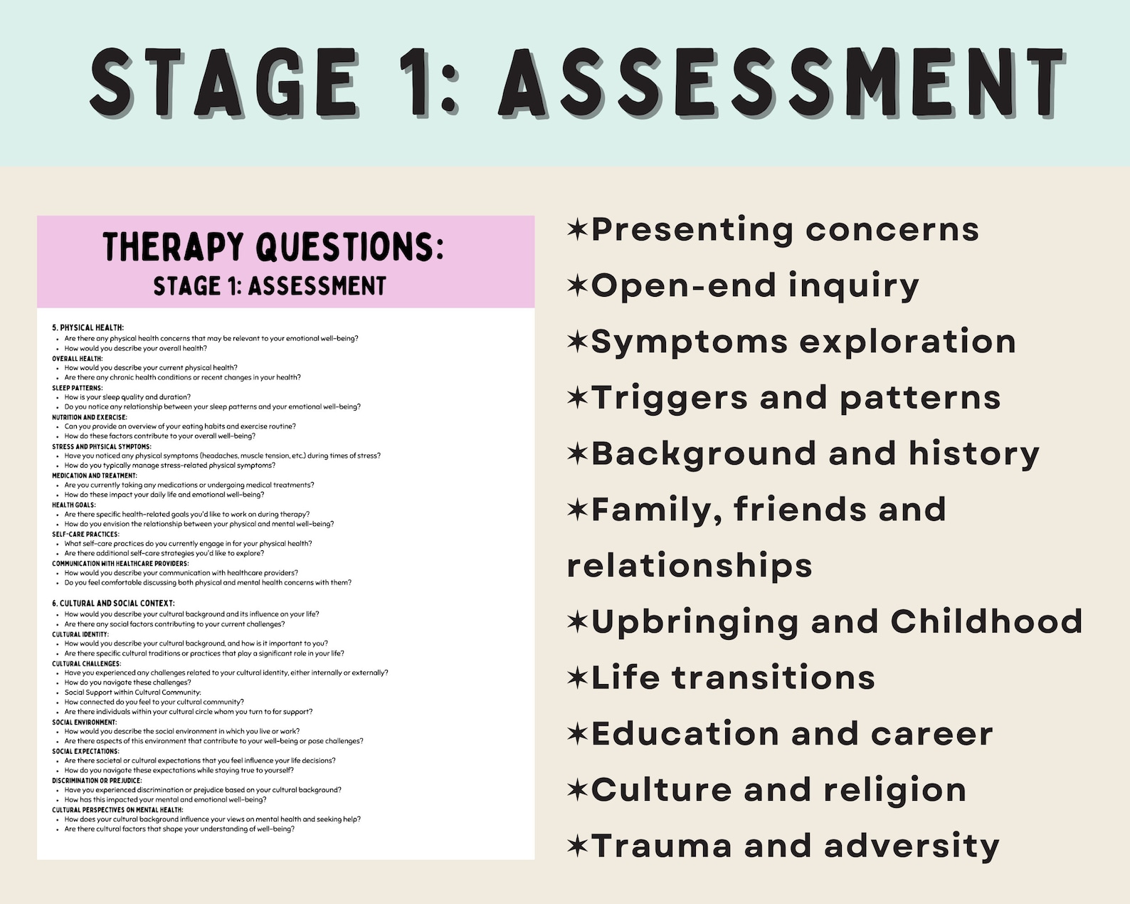 Therapy Questionnaire & Intervention Guide, Therapy Questions ...