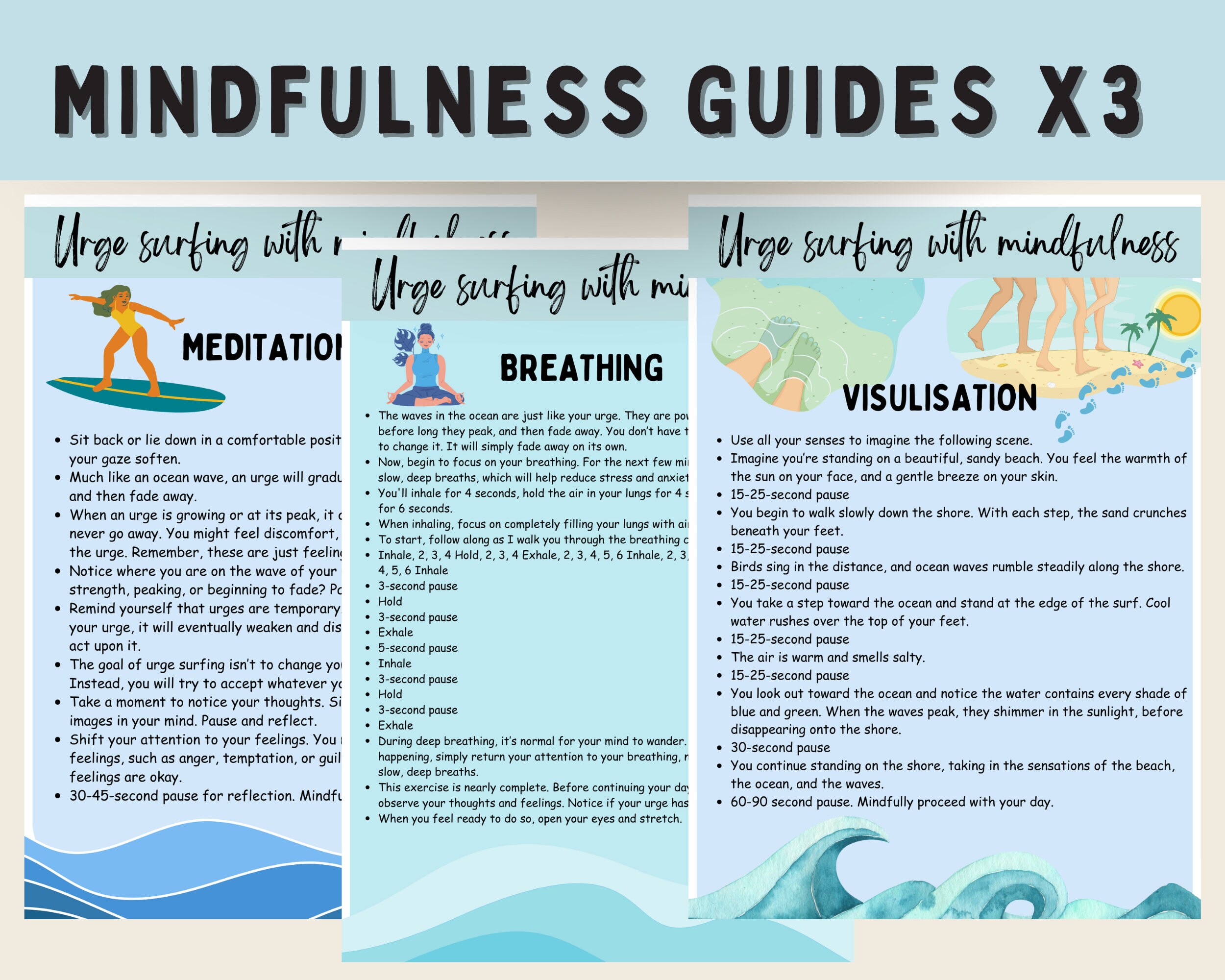 Urge Surfing Technique, Substance Use Worksheet, Addiction Therapy ...