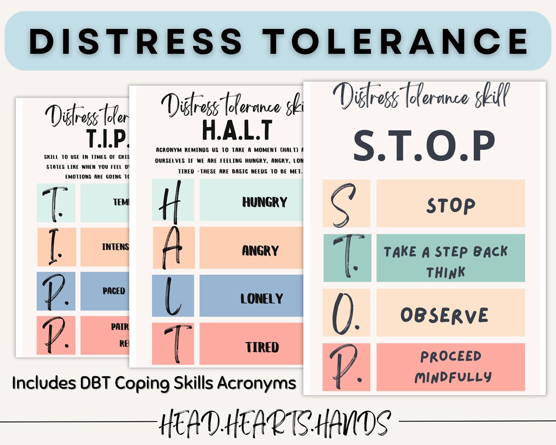 Distress Tolerance DBT Worksheets Bundle, Emotional Regulation (PDF ...