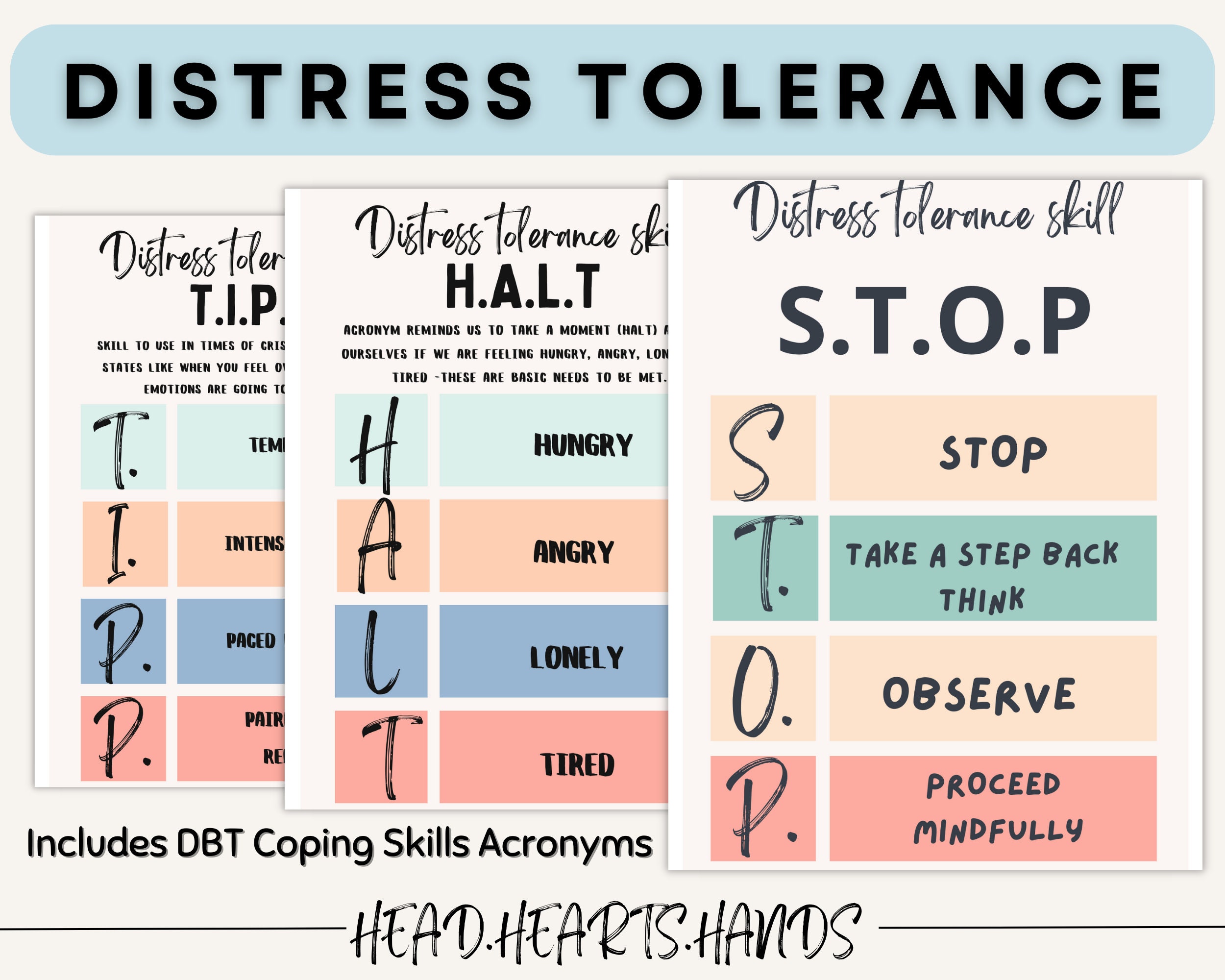 Distress Tolerance Worksheets Bundle, DBT Worksheets, DBT Bundle, ACT ...