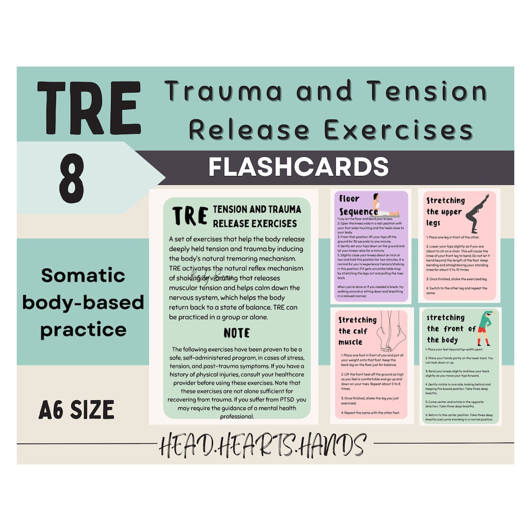 TRE Flashcards, Tension and Trauma-releasing Exercises, Somatic Therapy Coping Skills, Trauma ...