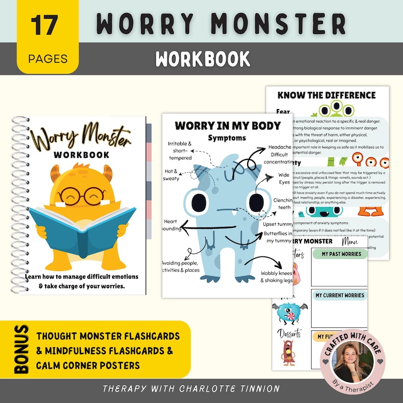 Worry Monster for Kids, Therapy for Kids, Worksheets for Children ...