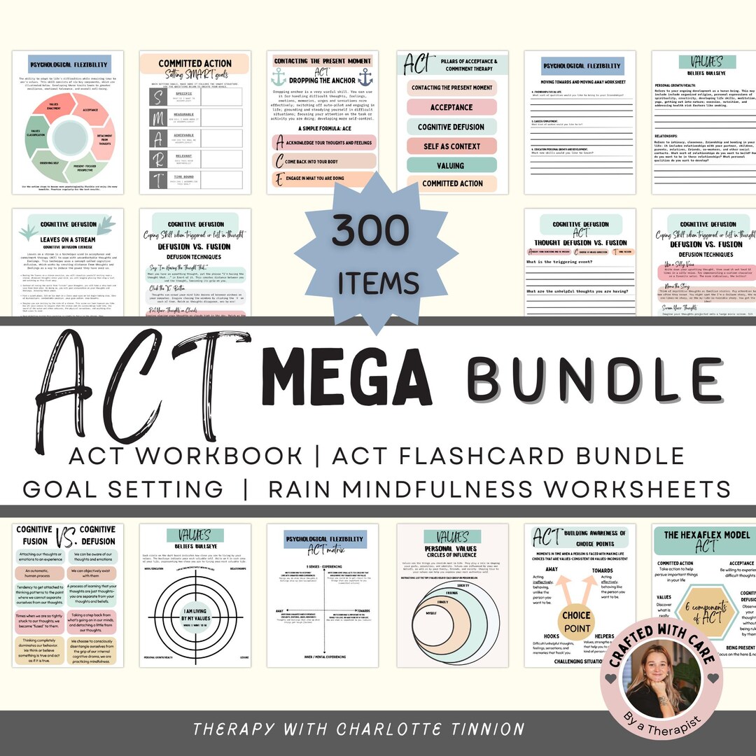 Acceptance Commitment Therapy Worksheets, ACT Worksheets, ACT Metaphors ...