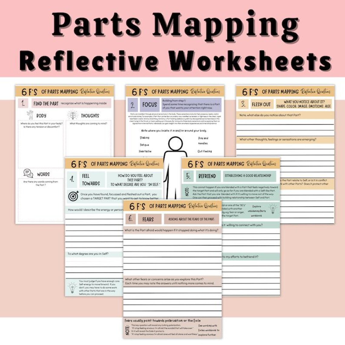 IFS Parts Mapping Exercise Worksheets, Internal Family Systems Workbook ...