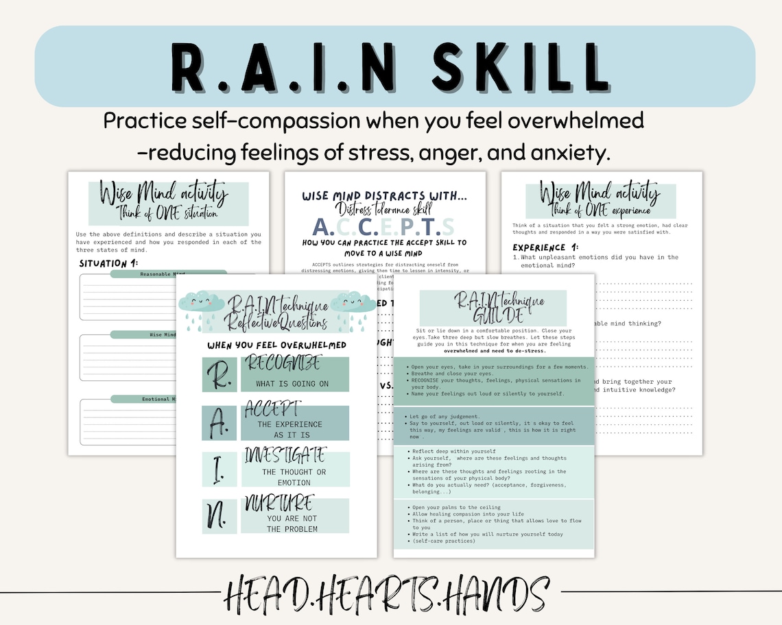 RAIN Technique, Mindfulness Worksheets, DBT Worksheets, Anxiety Relief ...
