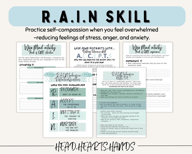 RAIN Technique, Mindfulness Worksheets, DBT Worksheets, Anxiety Relief ...