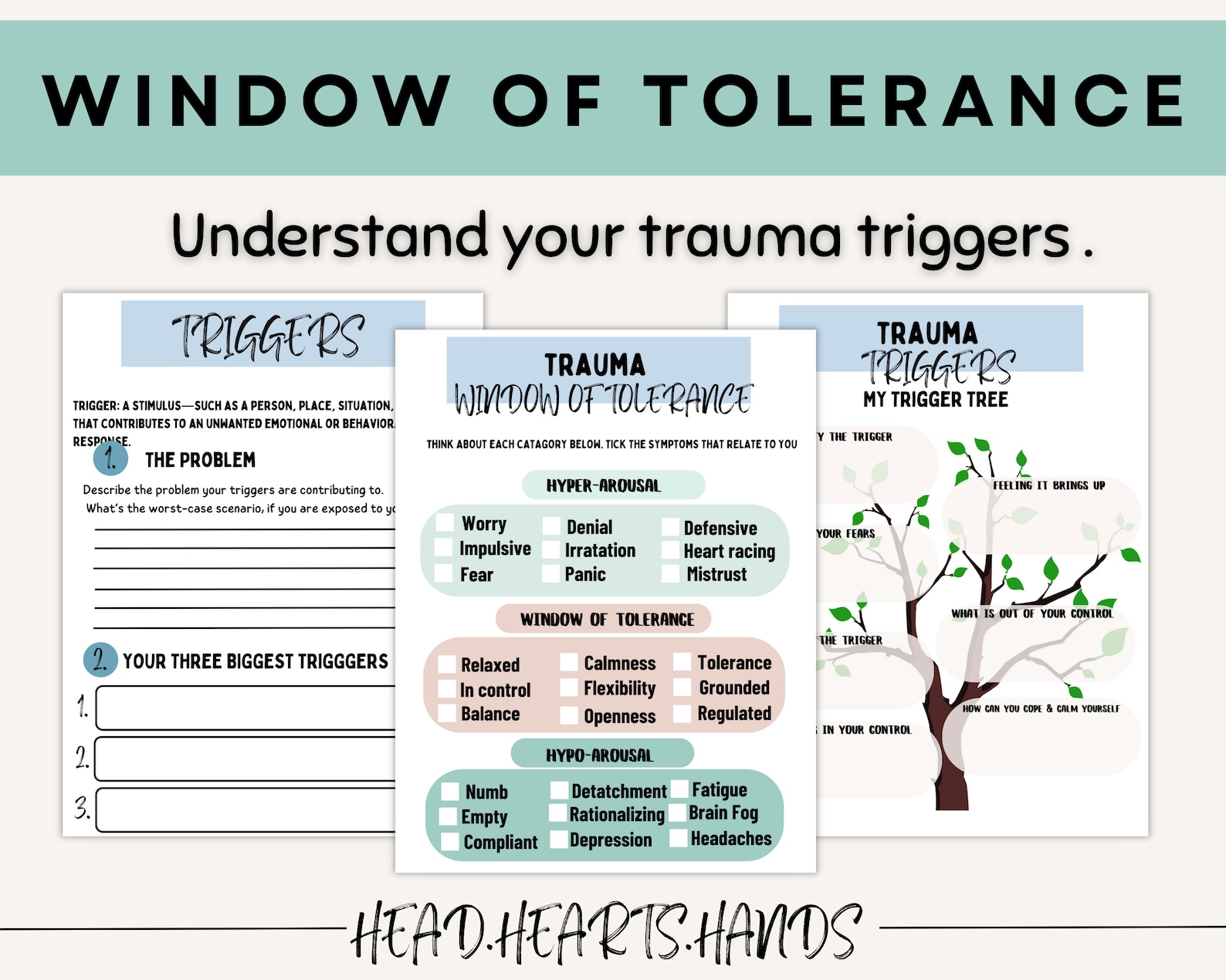 The Window of Tolerance Worksheets, Emotional Regulation, Trauma ...