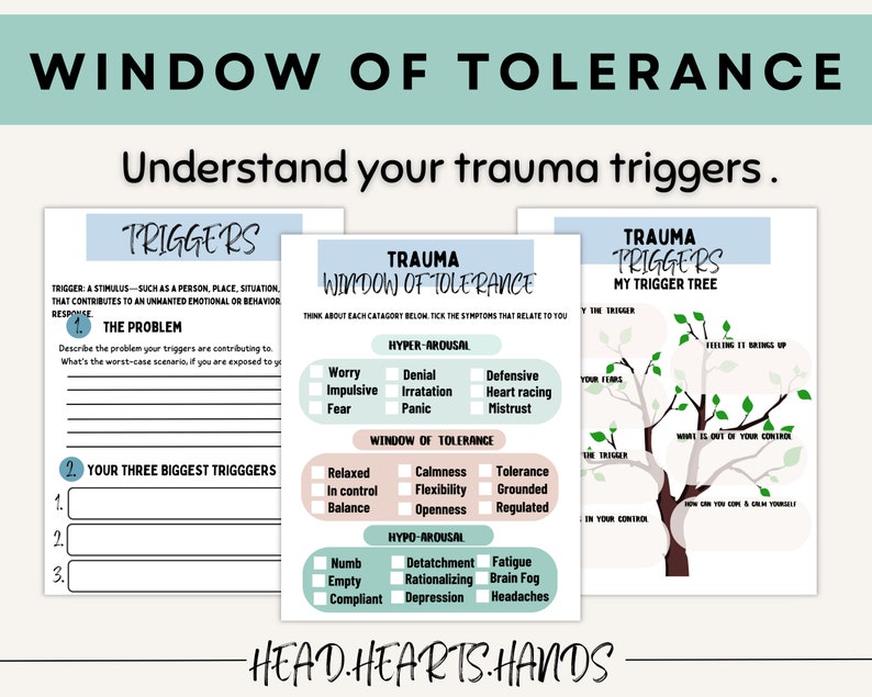 The Window of Tolerance Worksheets, Emotional Regulation, Trauma ...
