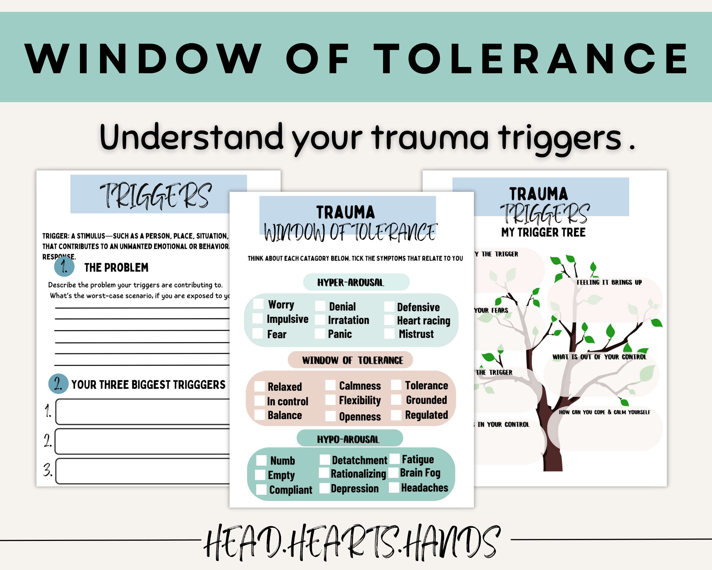 The Window of Tolerance Worksheets, Emotional Regulation, Trauma ...