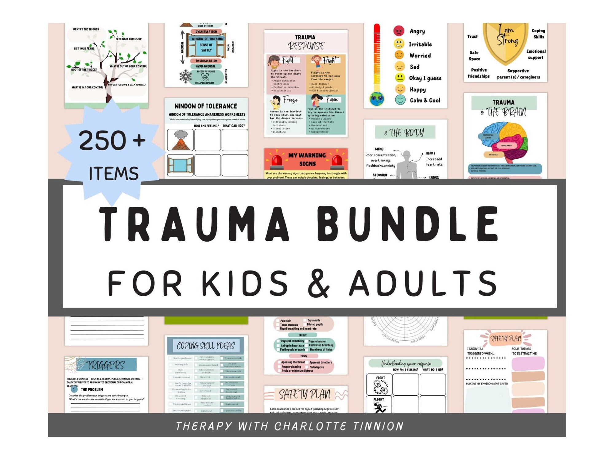 Trauma Bundle, Trauma Workbook Adult, Trauma Workbook for Kids, Trauma ...