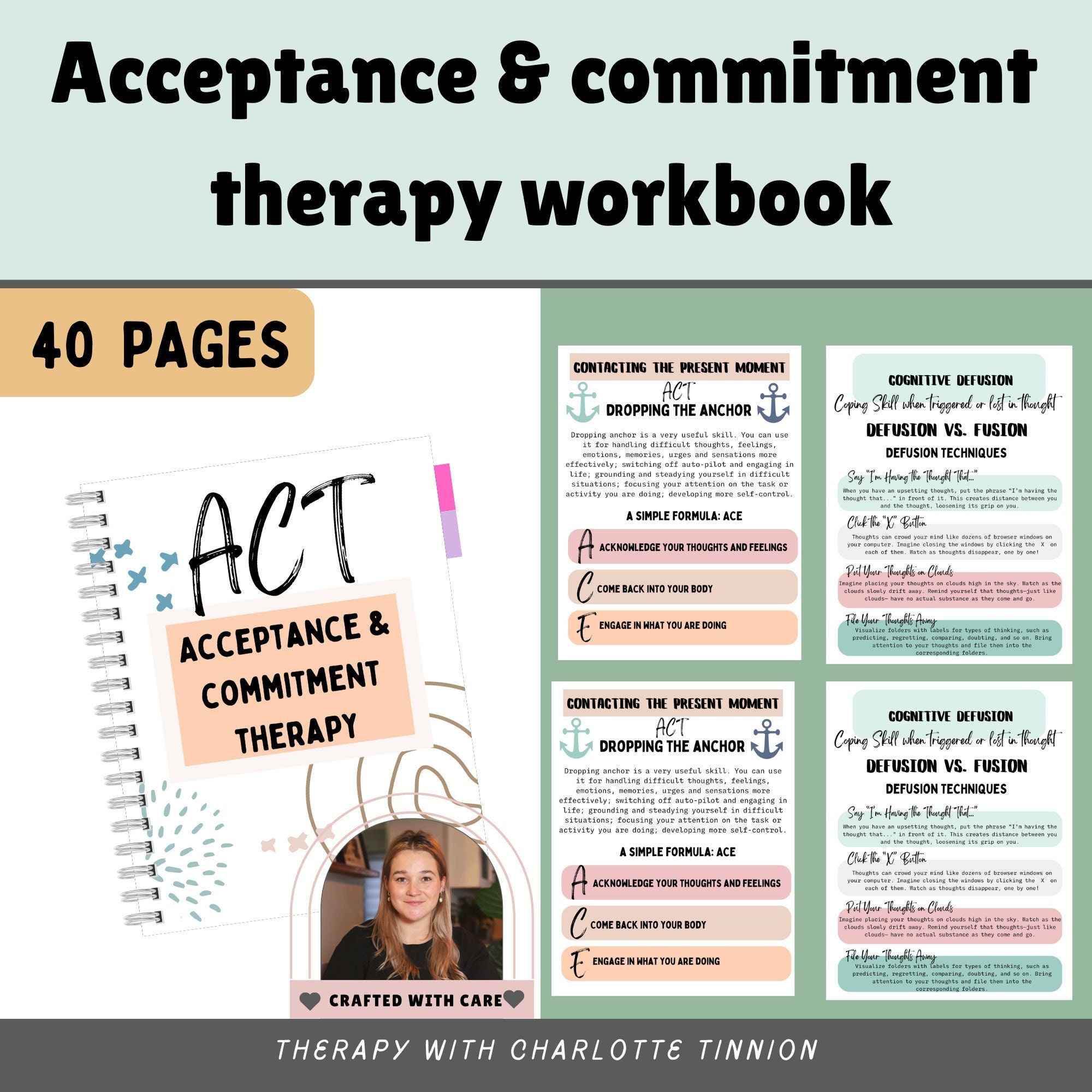 ACT Worksheets, ACT Therapy, Acceptance Therapy, Act Therapy Worksheets ...