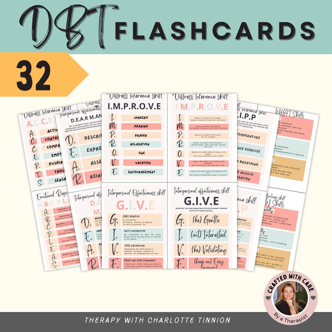 DBT Flashcards, DBT Coping Skill Cards, Coping Skills Flash Cards ...
