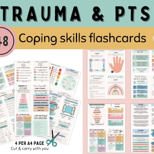 Trauma Therapy Flashcards, PTSD Coping Skills Cards, Anxiety Relief ...