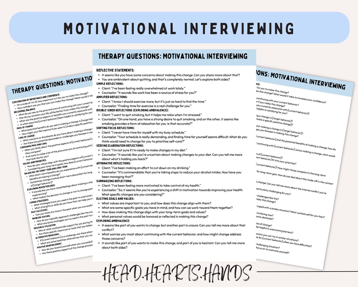 Therapy Questionnaire and Intervention Guide, Motivational Interviewing ...