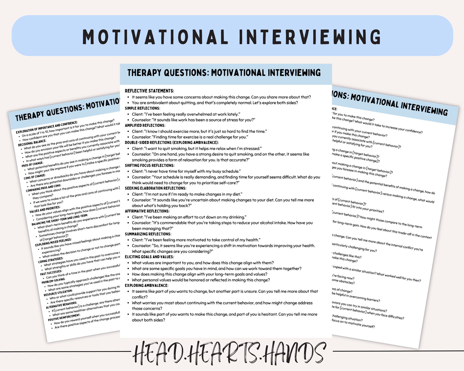 Therapy Questionnaire and Intervention Guide, Motivational Interviewing ...