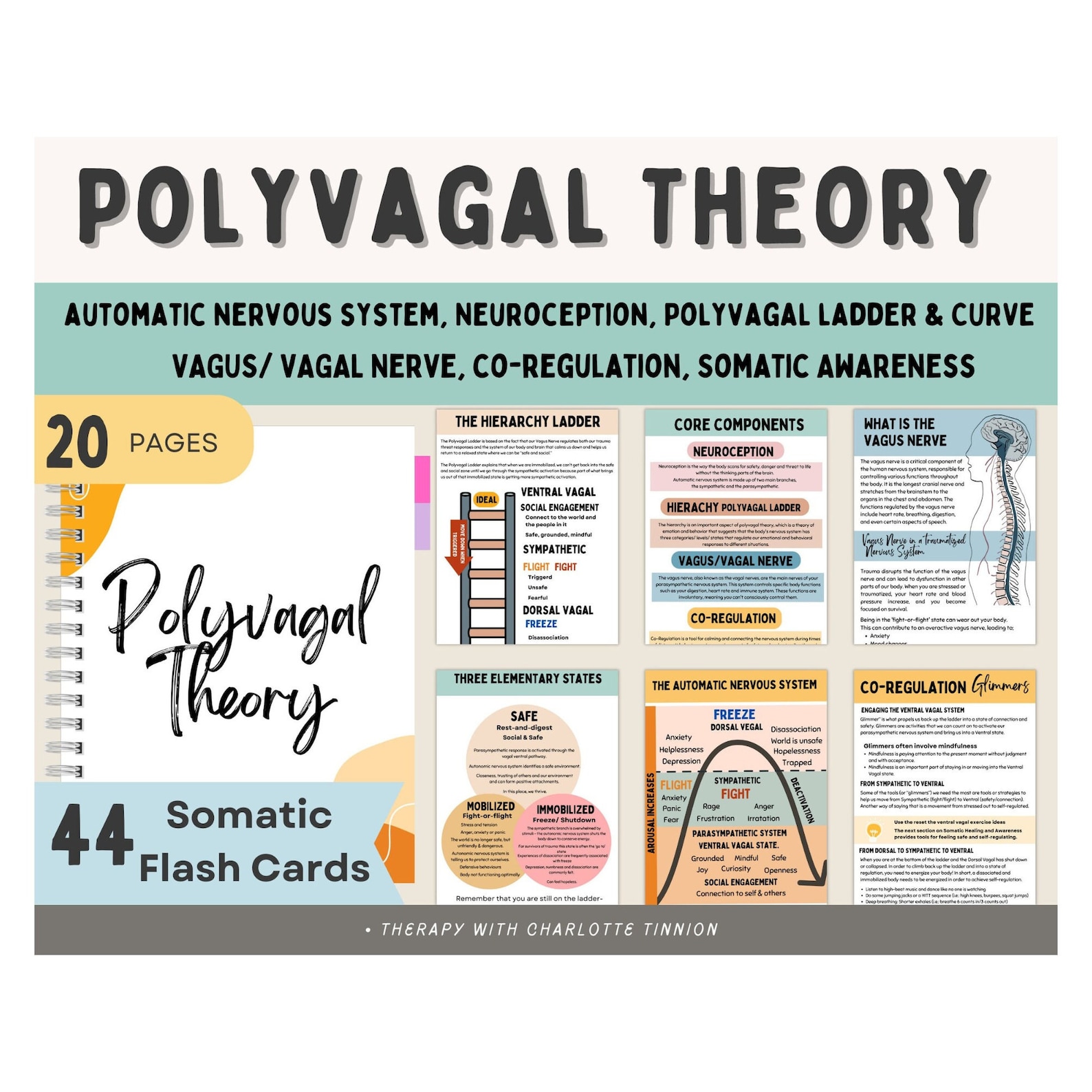 Polyvagal Theory Cheat Sheet Chart, Nervous System Regulation, Somatic ...