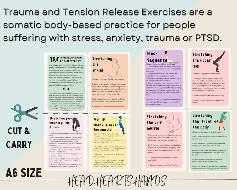 TRE Flashcards, Tension and Trauma-releasing Exercises, Somatic Therapy ...