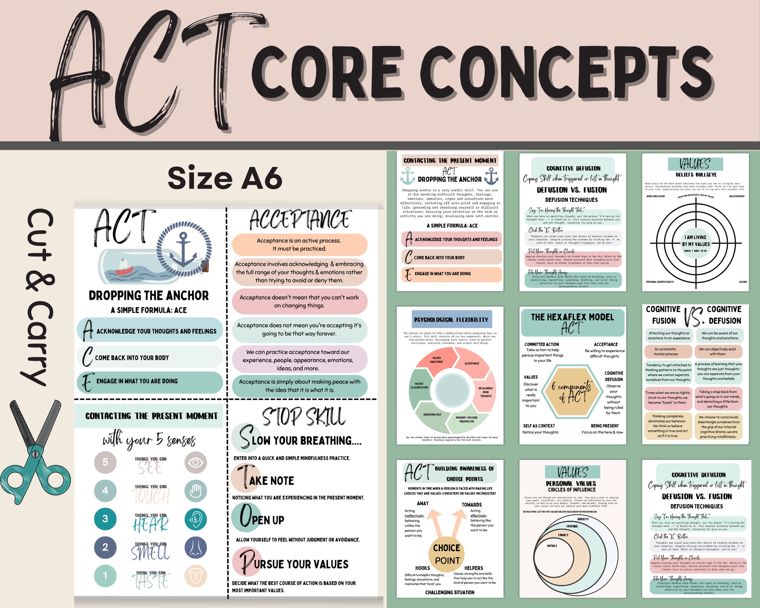 ACT Flashcards, Acceptance and Commitment Therapy Flashcards, Cognitive ...
