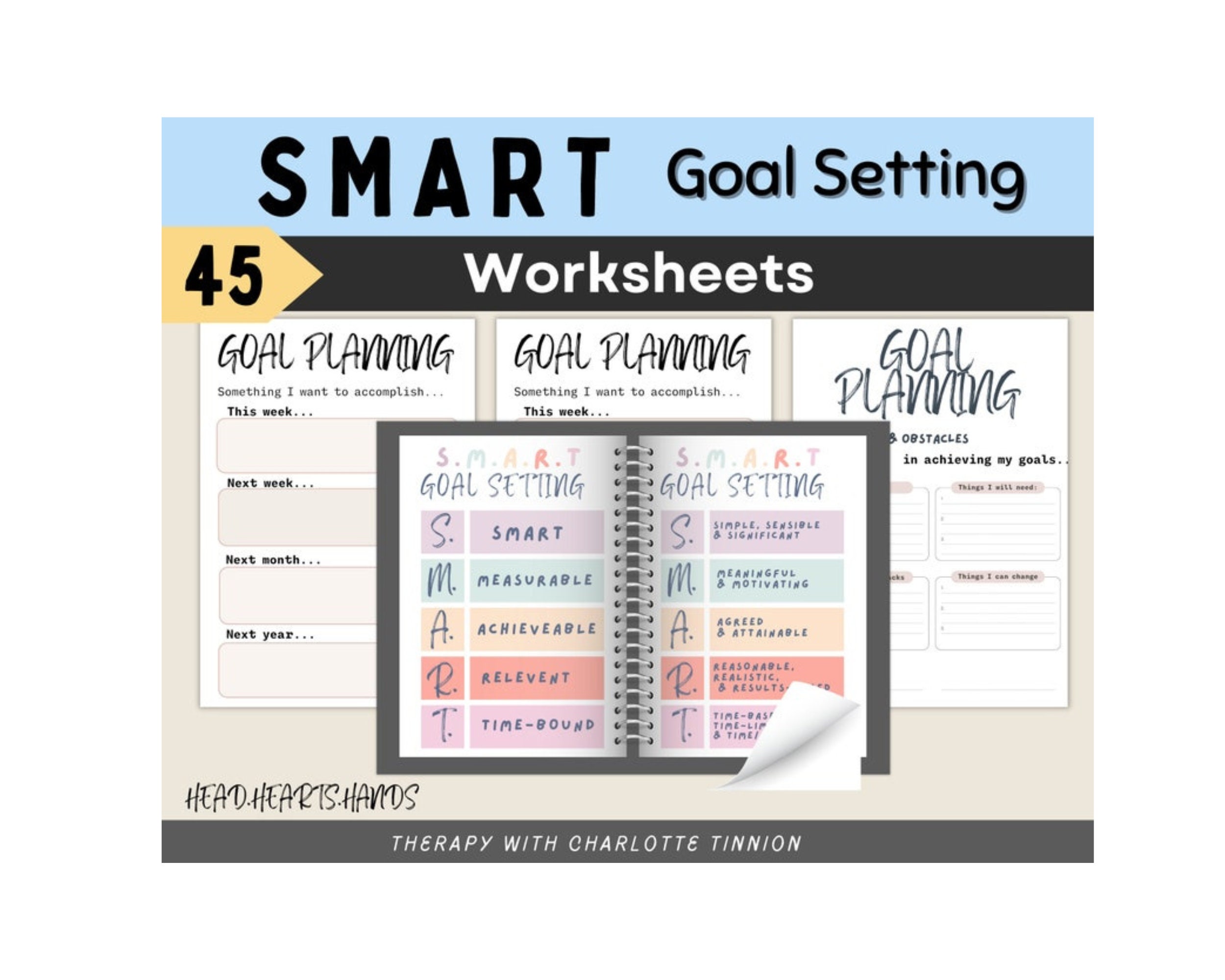 SMART Goal Setting Worksheets, SMART Goals Setting, CBT Worksheets ...