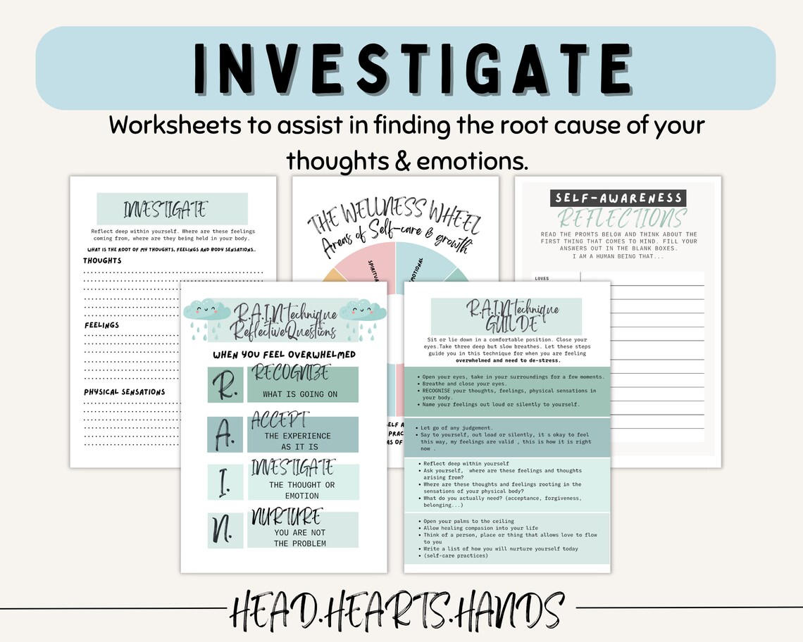 RAIN Technique, Mindfulness Worksheets, DBT Worksheets, Anxiety Relief ...