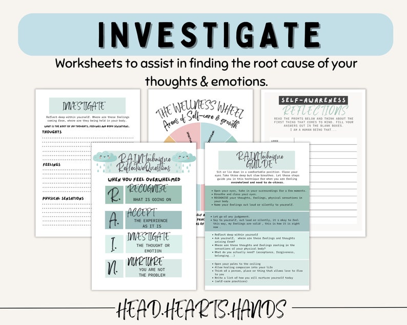 RAIN Technique, Mindfulness Worksheets, DBT Worksheets, Anxiety Relief ...