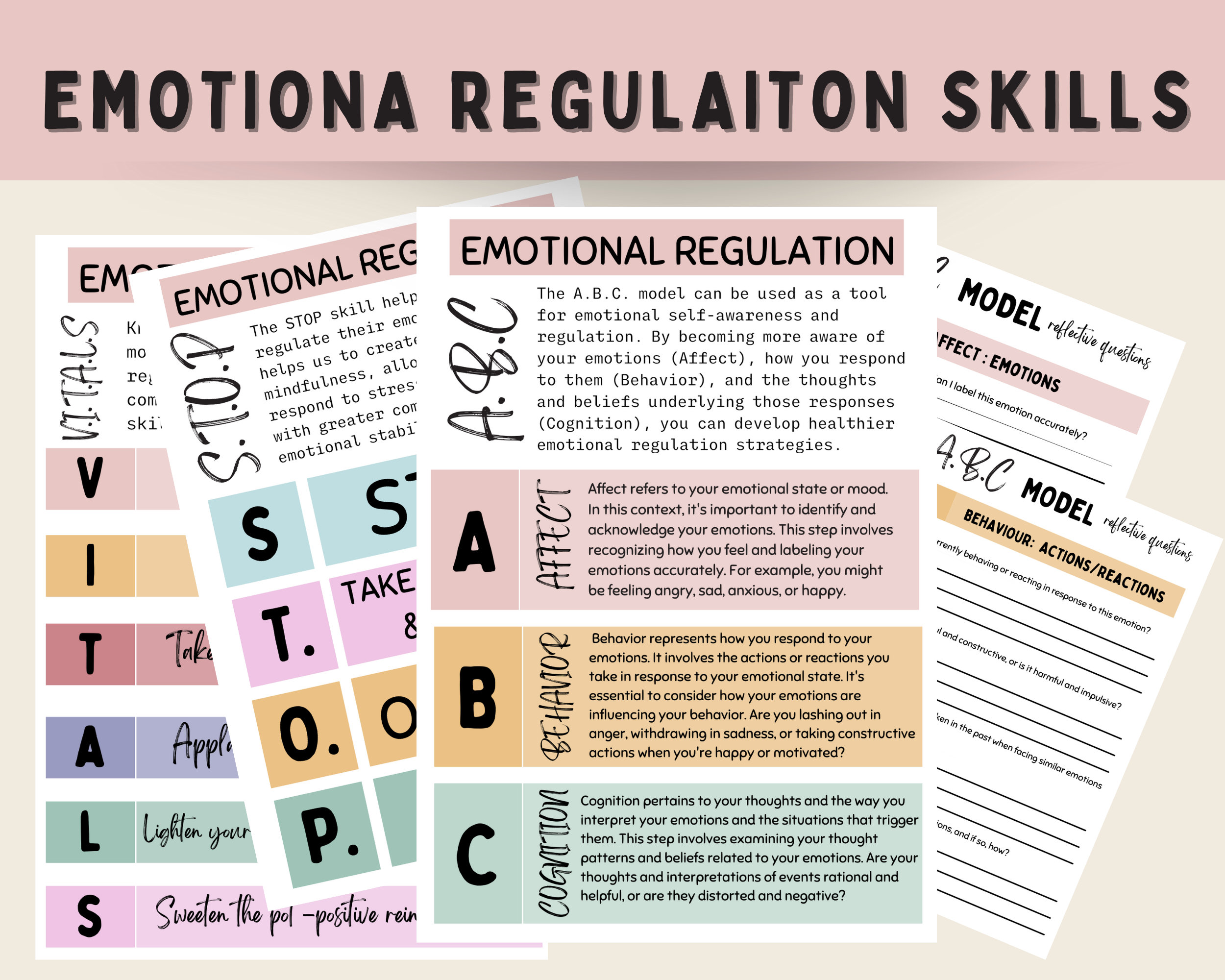 DBT Emotional Regulation Worksheets, DBT Worksheets, DBT Workbook, Dbt ...