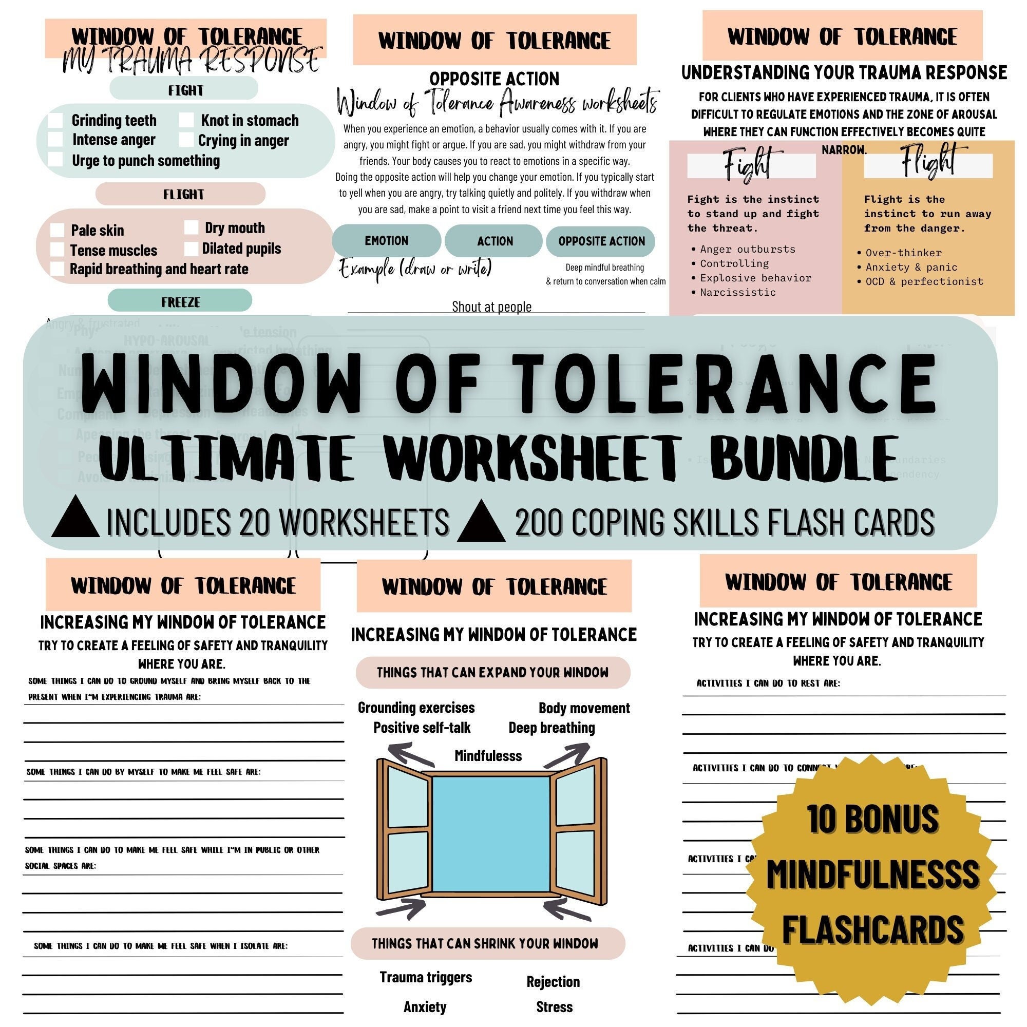 The Window of Tolerance Worksheets Arousal States Emotional - Etsy ...