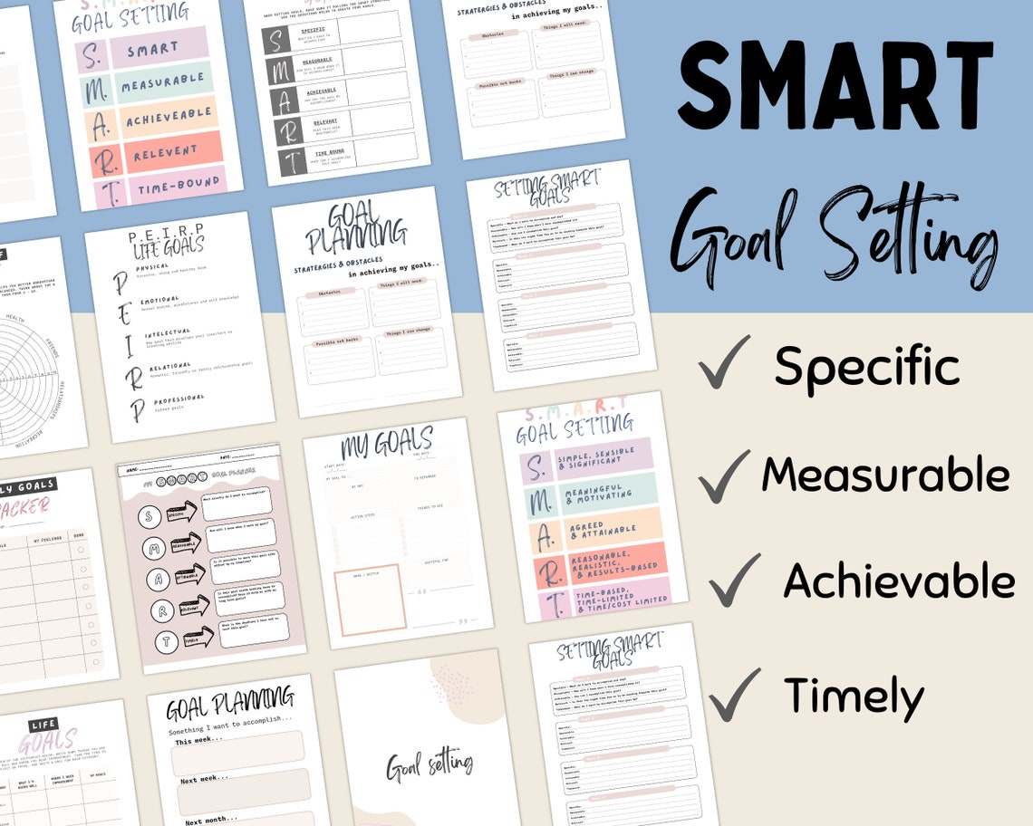 SMART Goal Setting Worksheets, SMART Goals Setting, CBT Worksheets ...