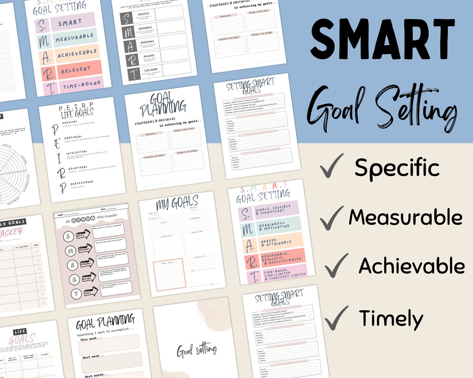 SMART Goal Setting Worksheets, SMART Goals Setting, CBT Worksheets ...