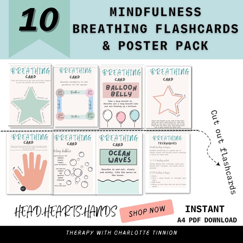 Mindfulness Breathing Flash Cards & Posters Breathing Cards - Etsy
