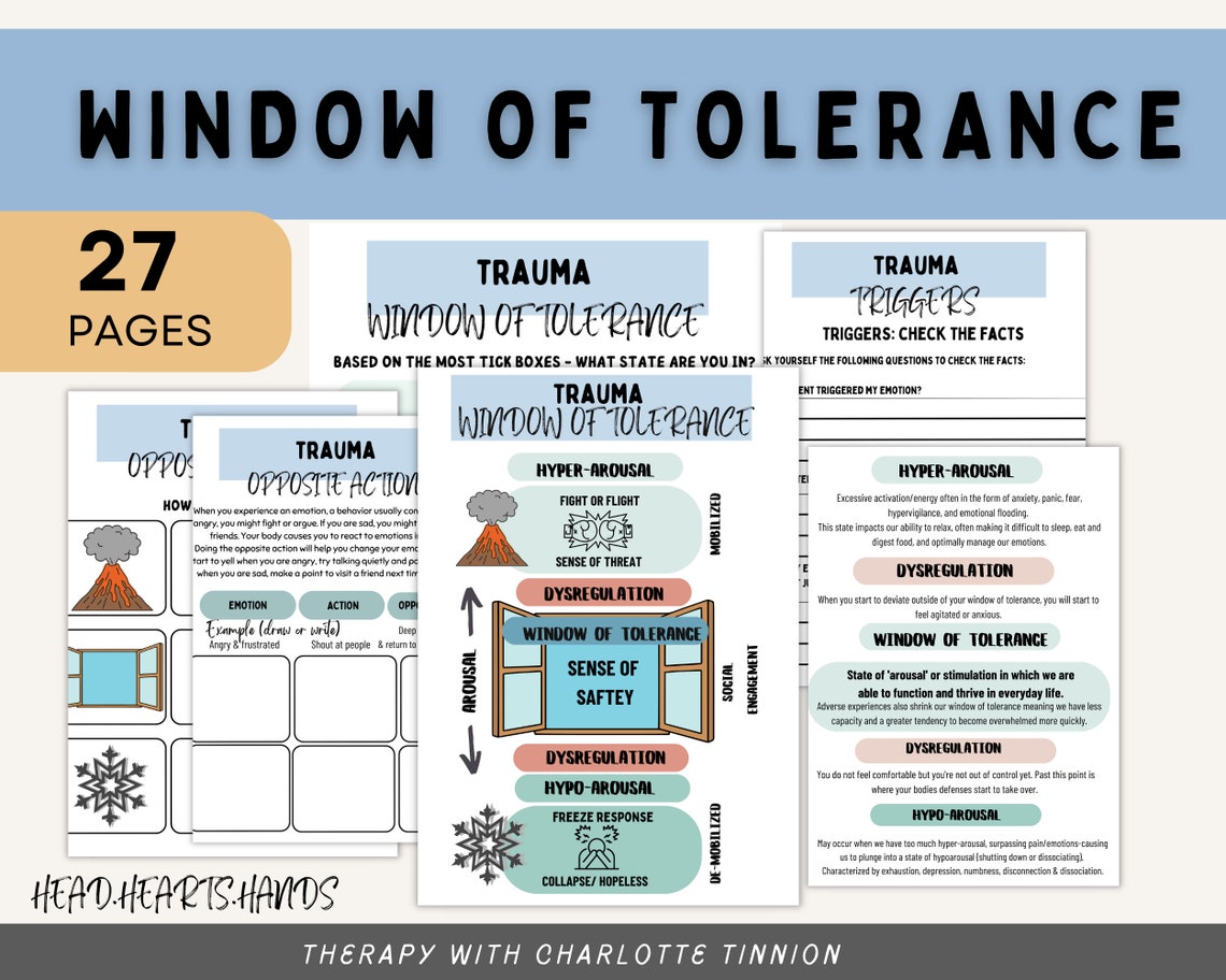 The Window of Tolerance Worksheets, Emotional Regulation, Trauma ...
