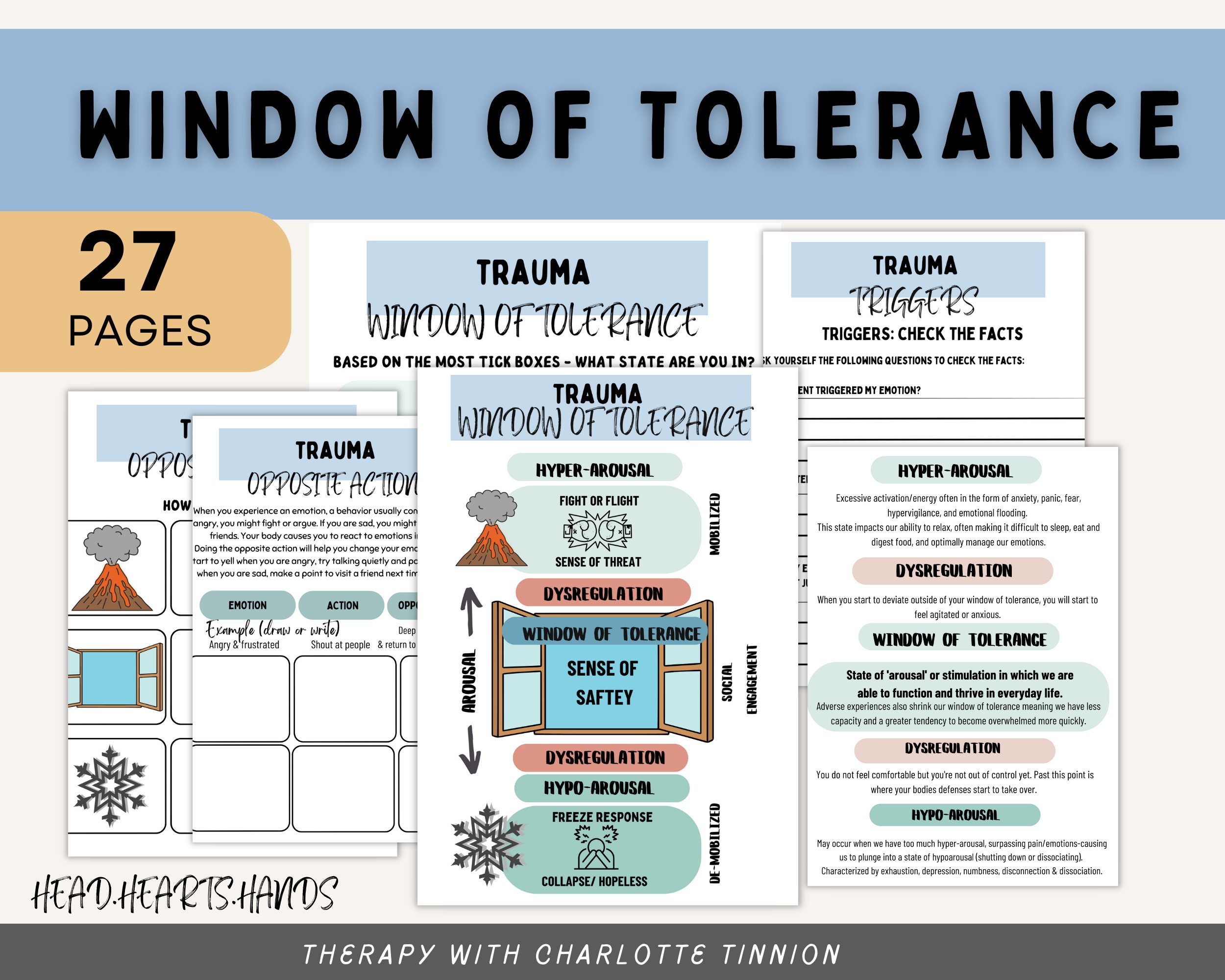 The Window of Tolerance Worksheets, Emotional Regulation, Trauma ...