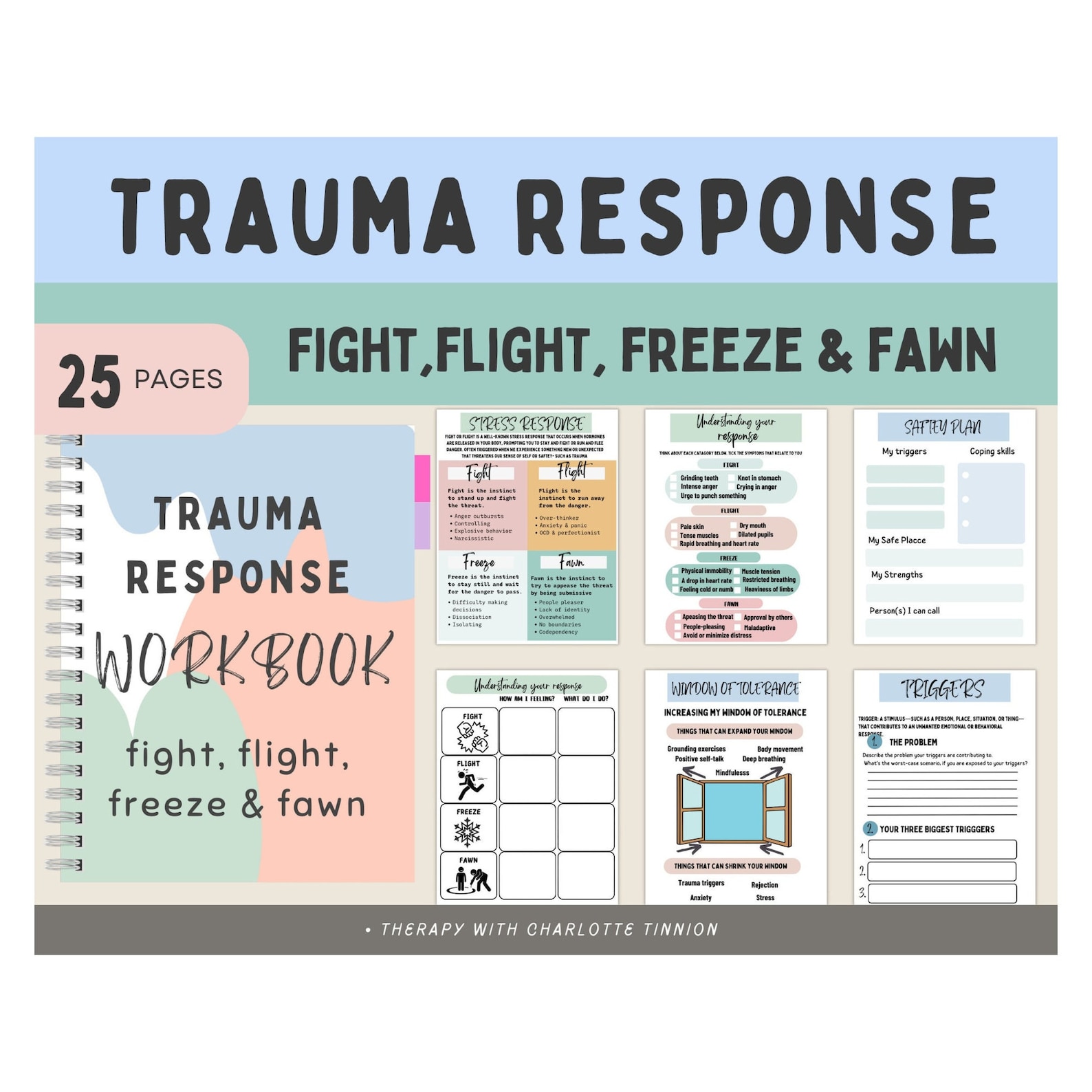 Fight Flight Freeze and Fawn Response Worksheets,trauma Response,trauma ...