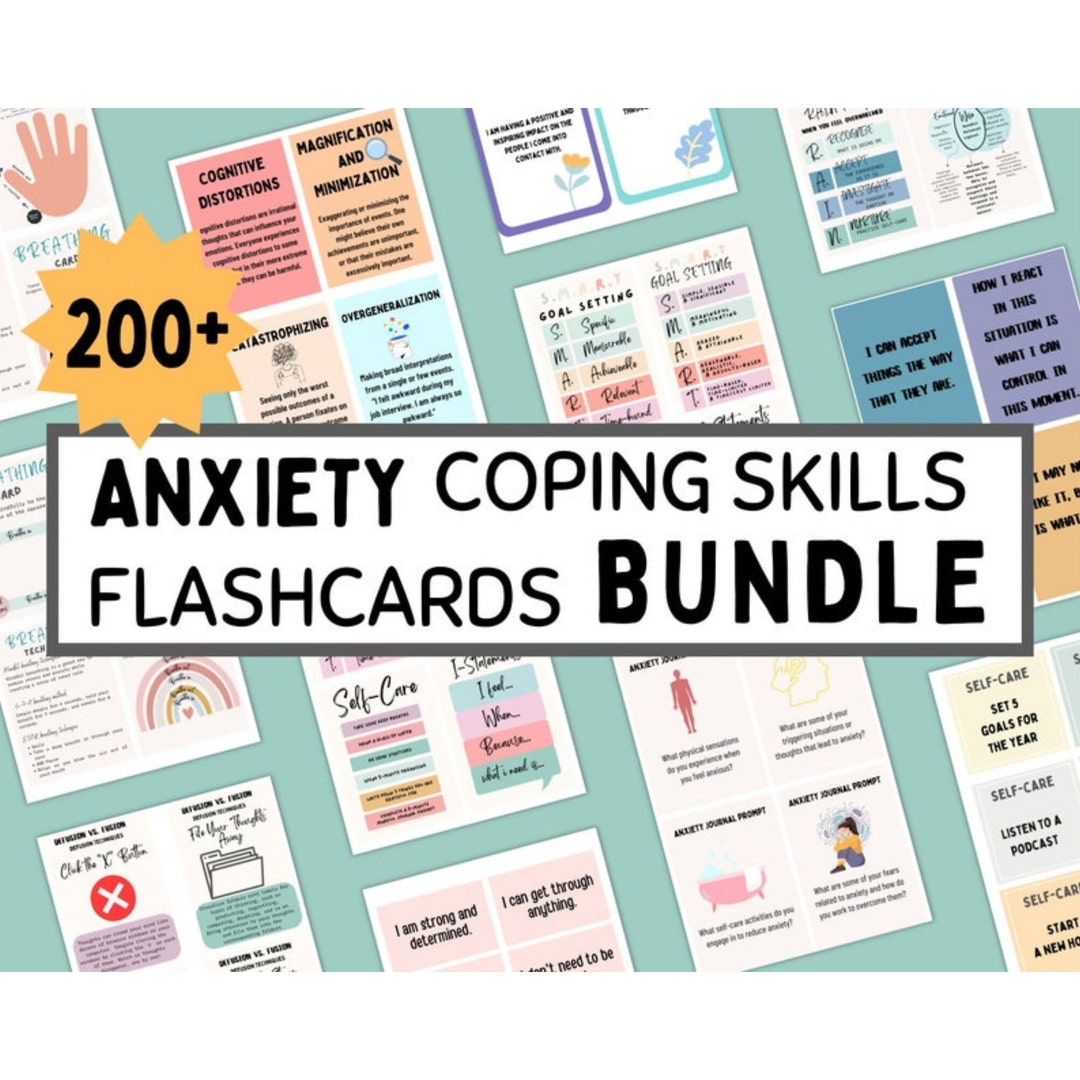 Anxiety Coping Skills Flash Cards, Affirmations Cards, Scripted ...