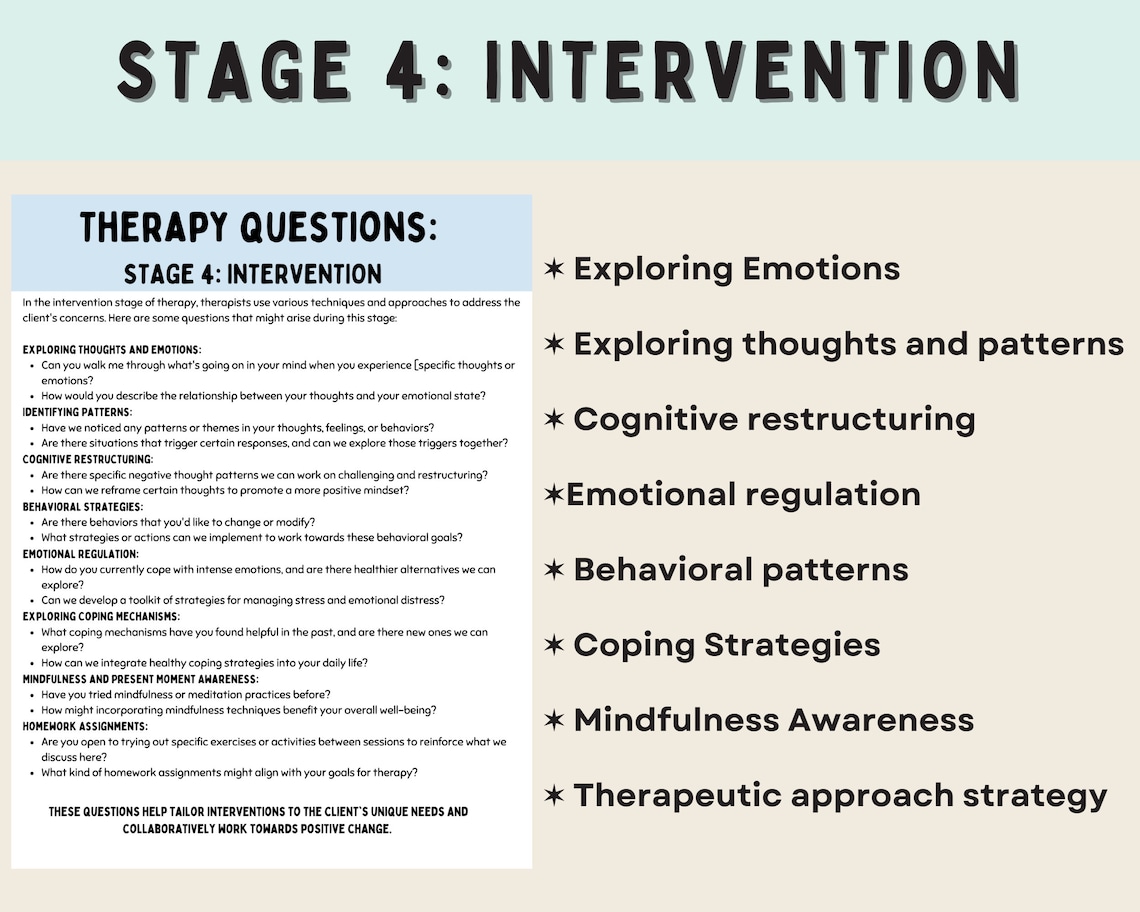 Therapy Questionnaire & Intervention Guide, Therapy Questions ...