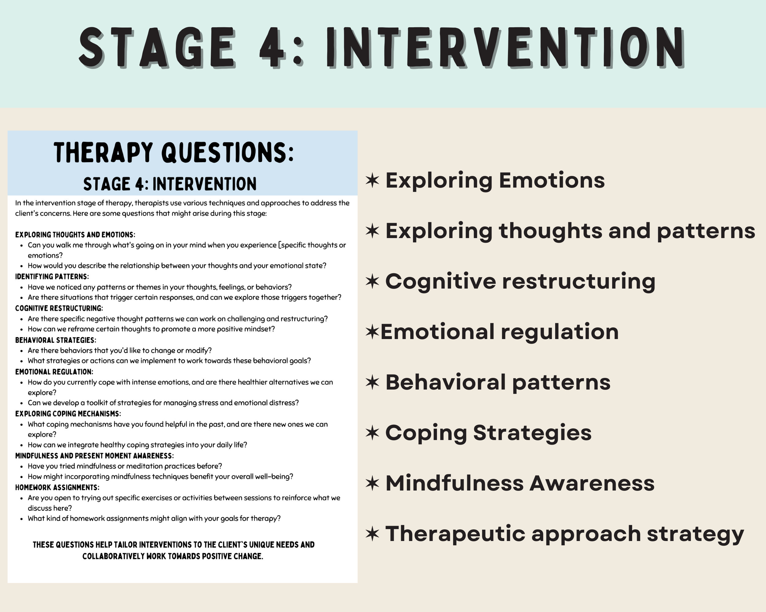 Therapy Questionnaire & Intervention Guide, Therapy Questions ...