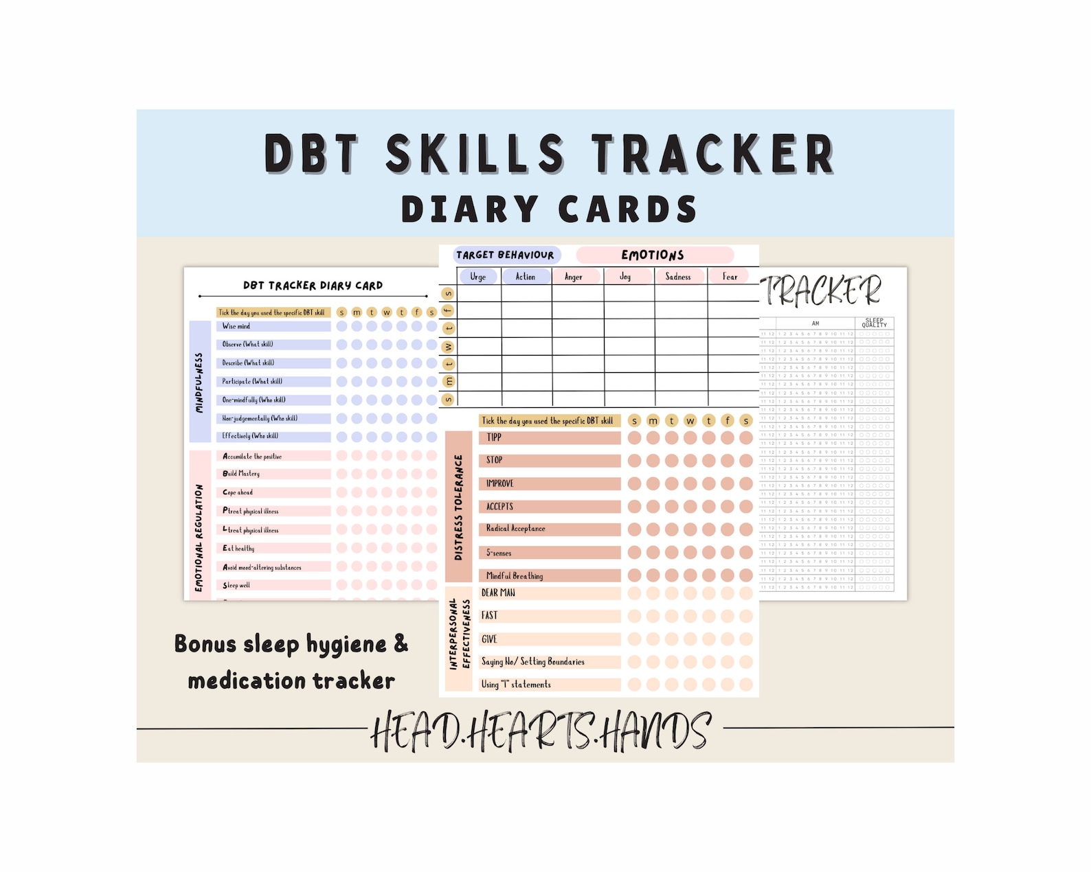 DBT Skills Tracker, Dbt Diary Card, Dialectical Behavior Therapy, DBT Cheat Sheet, DBT Therapy ...