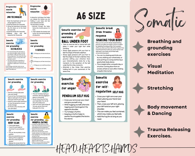 Somatic Awareness Flashcard Bundle, Somatic Awareness Journal Prompts ...