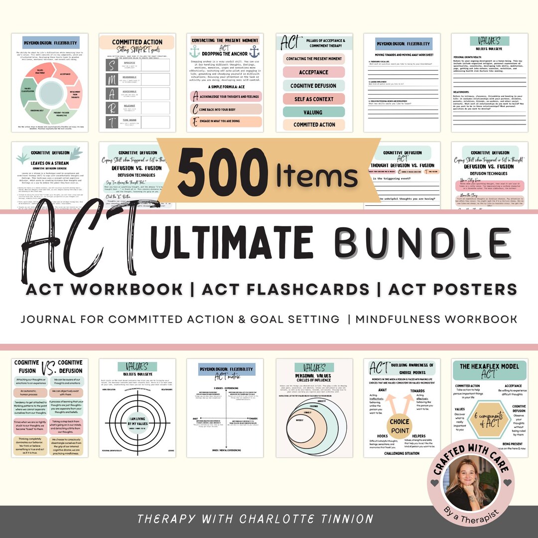 ACT Worksheet Bundle, Acceptance and Commitment Therapy, ACT Metaphors ...