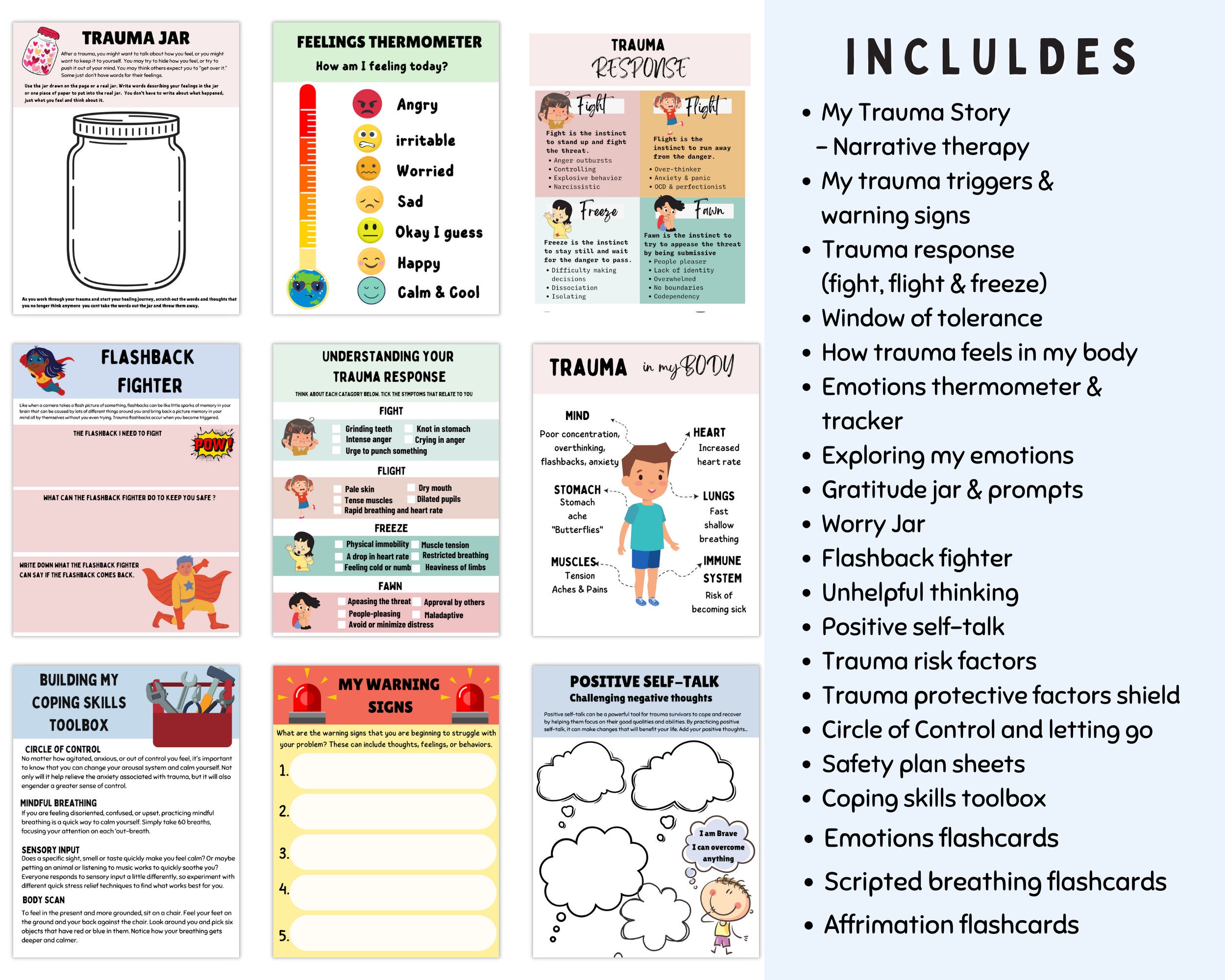 Trauma Worksheets for Children, Kids Trauma Therapy, Trauma Processing ...