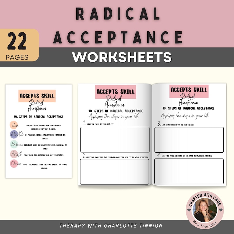 Radical Acceptance Worksheets, Distress Tolerance Worksheets, DBT ...