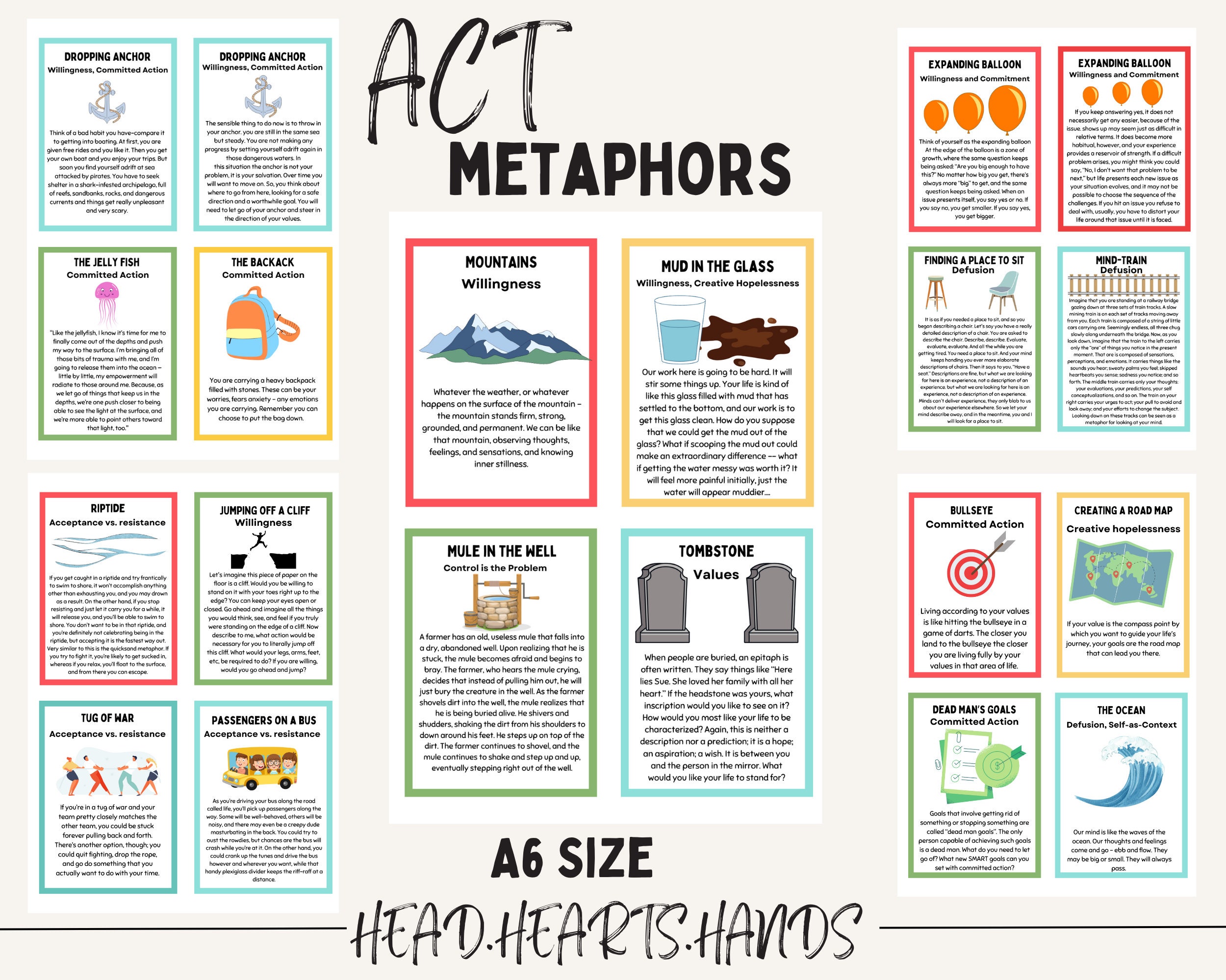 ACT Metaphor Flashcards, ACT Therapy, Psychological Flexibility, Act ...