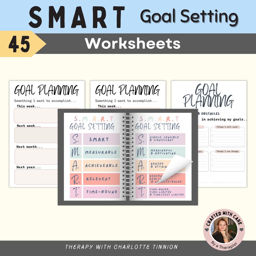 SMART Goal Setting Worksheets, SMART Goals Setting, CBT Worksheets ...