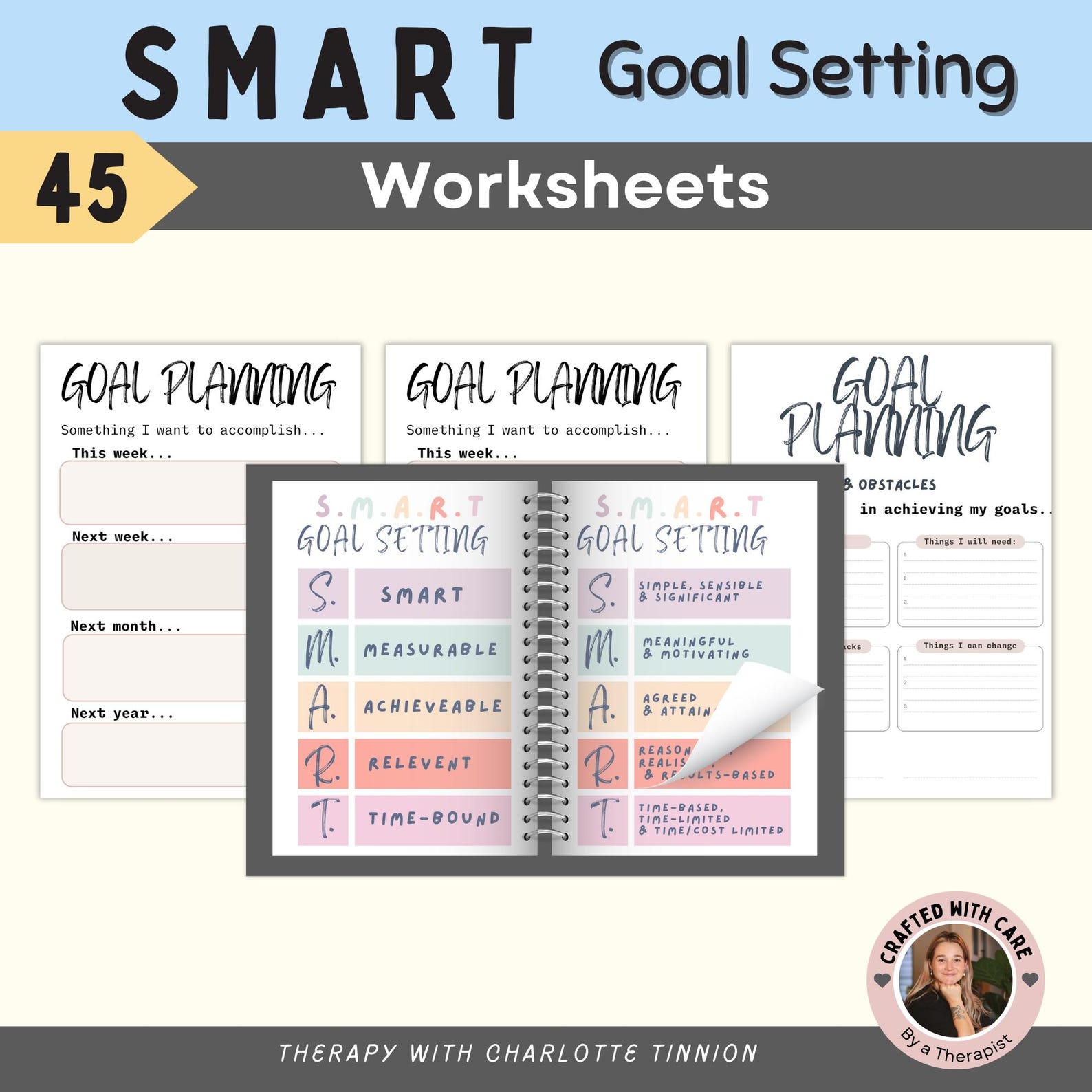SMART Goal Setting Worksheets, CBT Counseling, Decision Planner (PDF ...