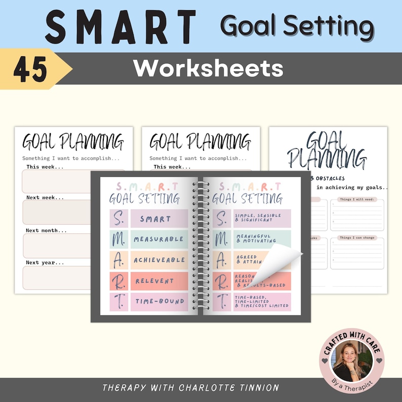 SMART Goal Setting Worksheets, SMART Goals Setting, CBT Worksheets ...
