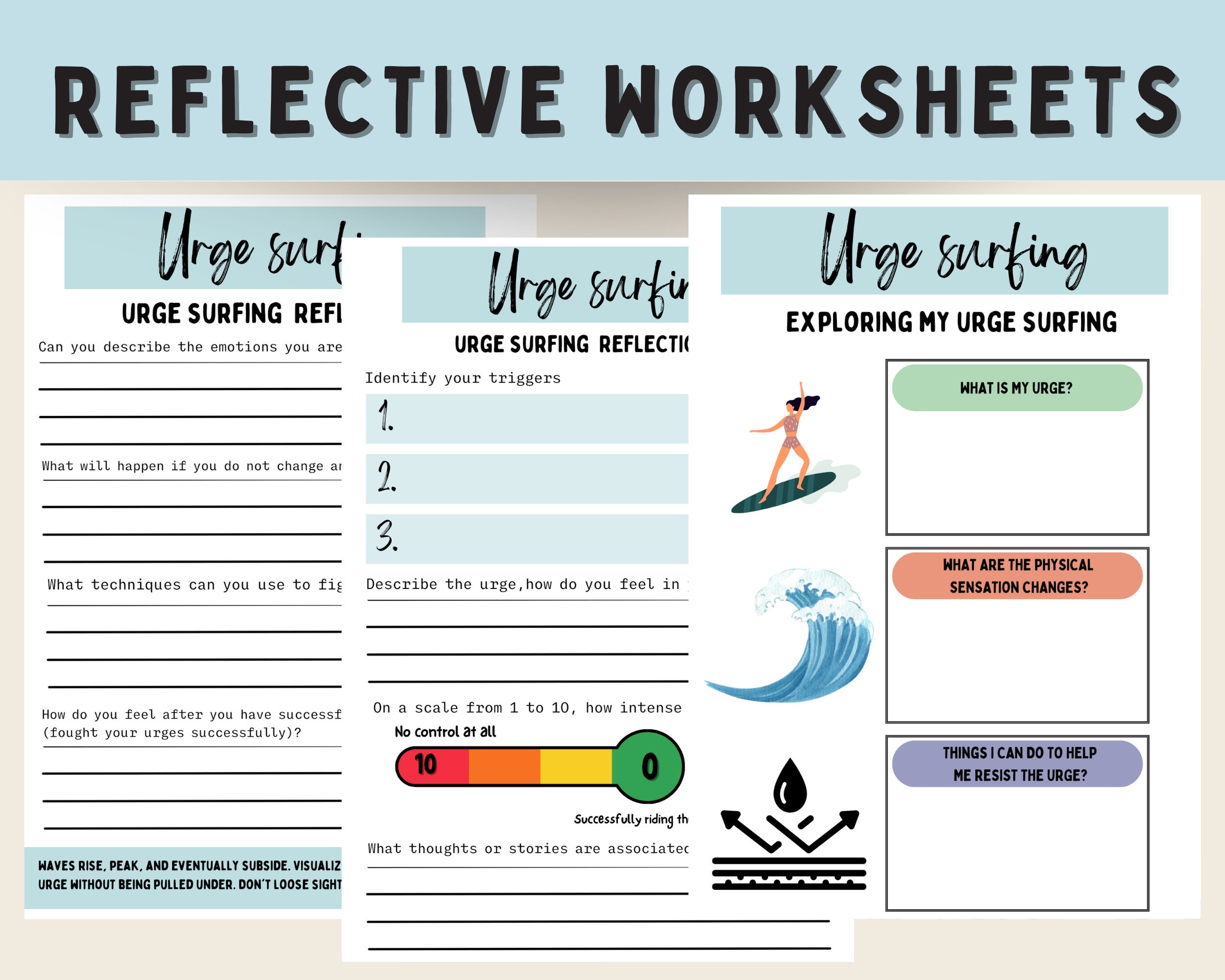 Urge Surfing Technique, Substance Use Worksheet, Addiction Therapy ...